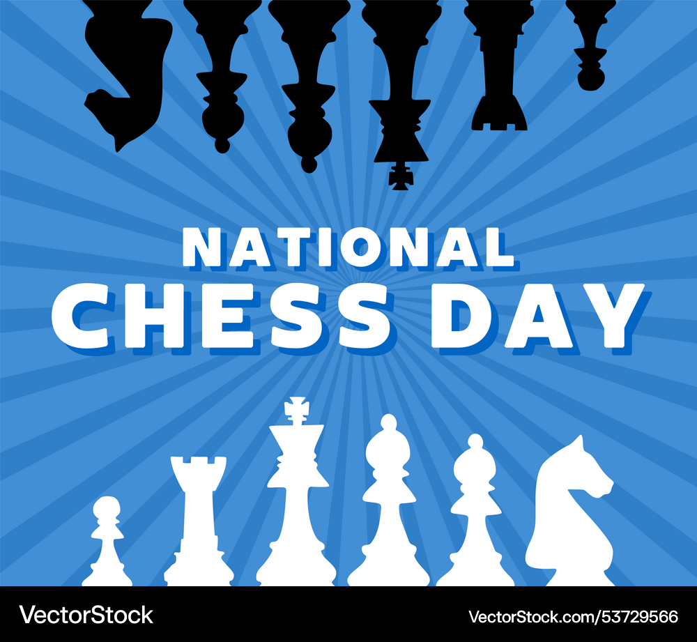 Happy national chess day with pieces Royalty Free Vector