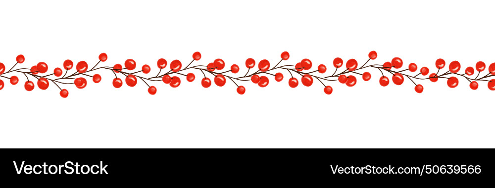 Winter christmas berry seamless line border Vector Image