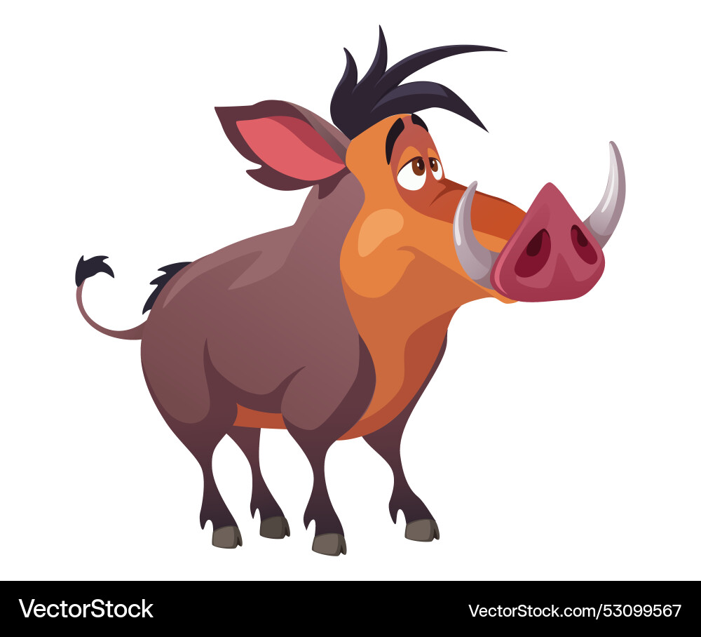 A cartoon warthog flat Royalty Free Vector Image