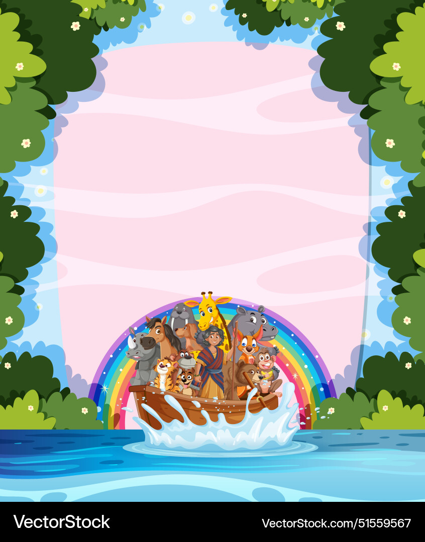 Animals sailing with a rainbow background Vector Image