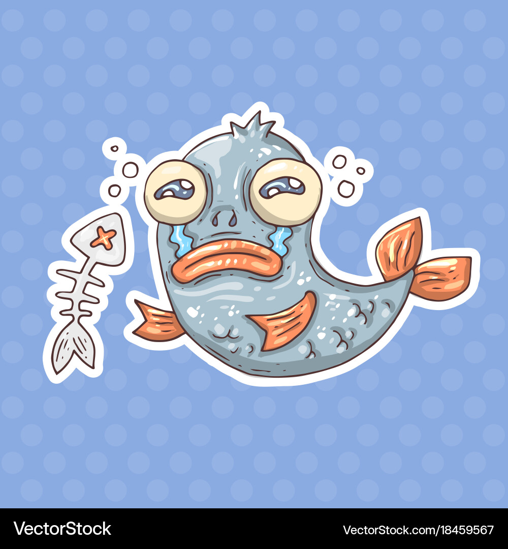 Cartoon crying fish Royalty Free Vector Image - VectorStock