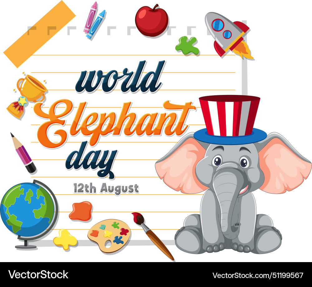 Colorful celebrating world elephant day Royalty Free Vector