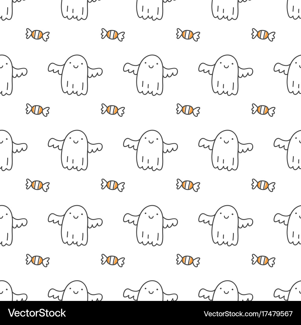 Cute Halloween Ghost Pattern Royalty Free Vector Image