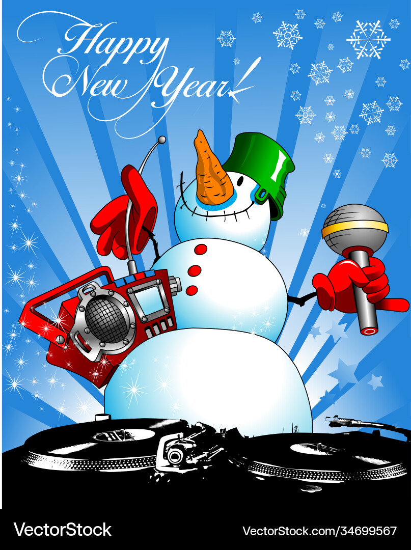 Dj snowman Royalty Free Vector Image - VectorStock
