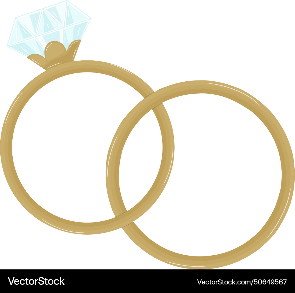 Gold wedding rings with diamond Royalty Free Vector Image