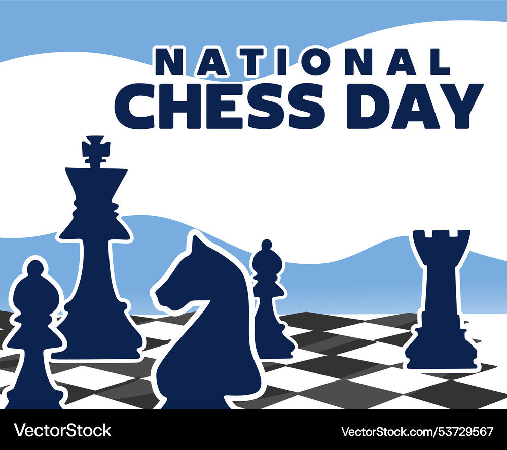 Happy national chess day with pieces Royalty Free Vector