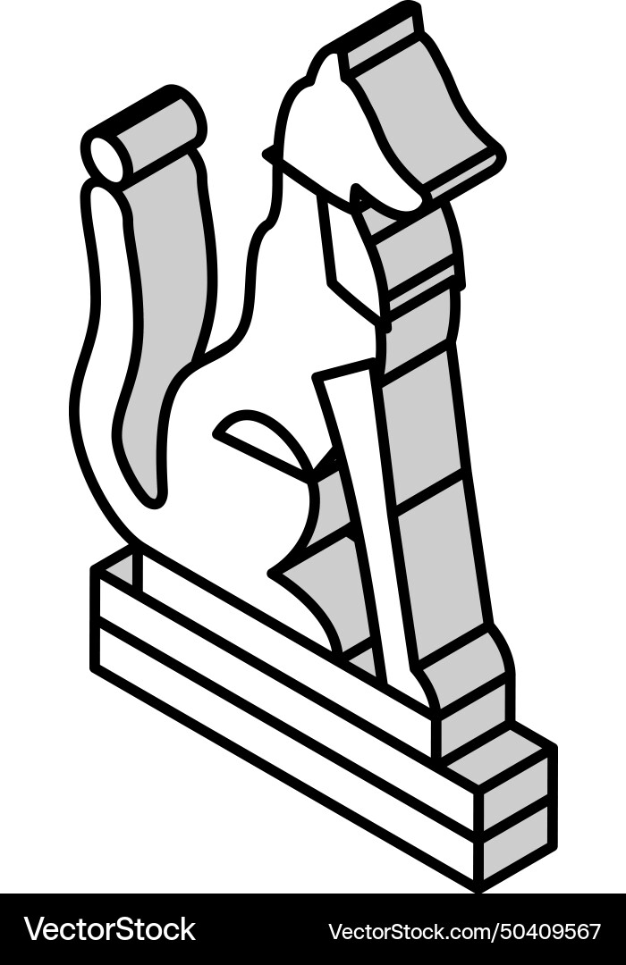 Inari fox statue shintoism isometric icon Vector Image