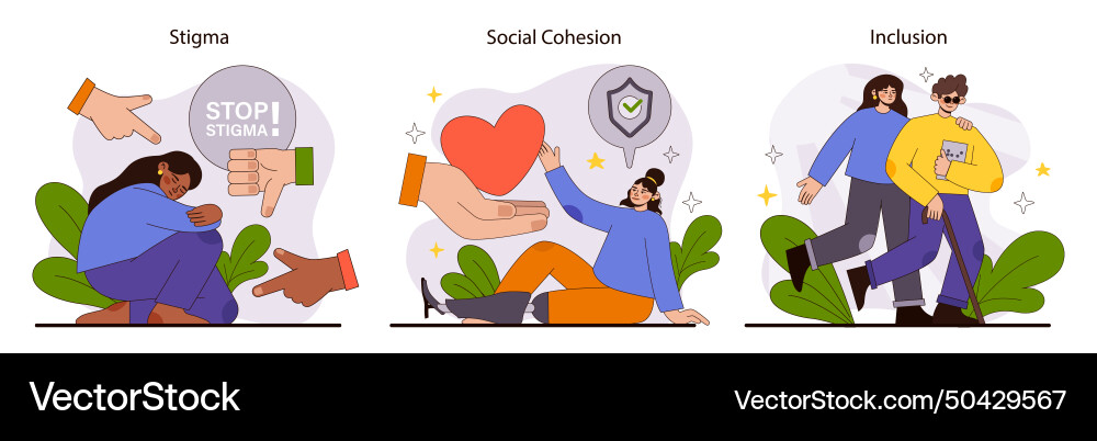 Inclusive society set confronting stigma Vector Image