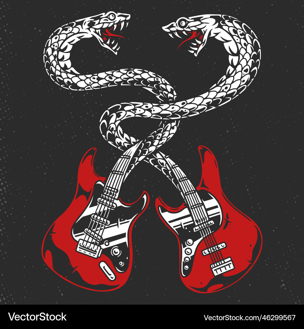 Rock band guitars colorful sticker Royalty Free Vector Image