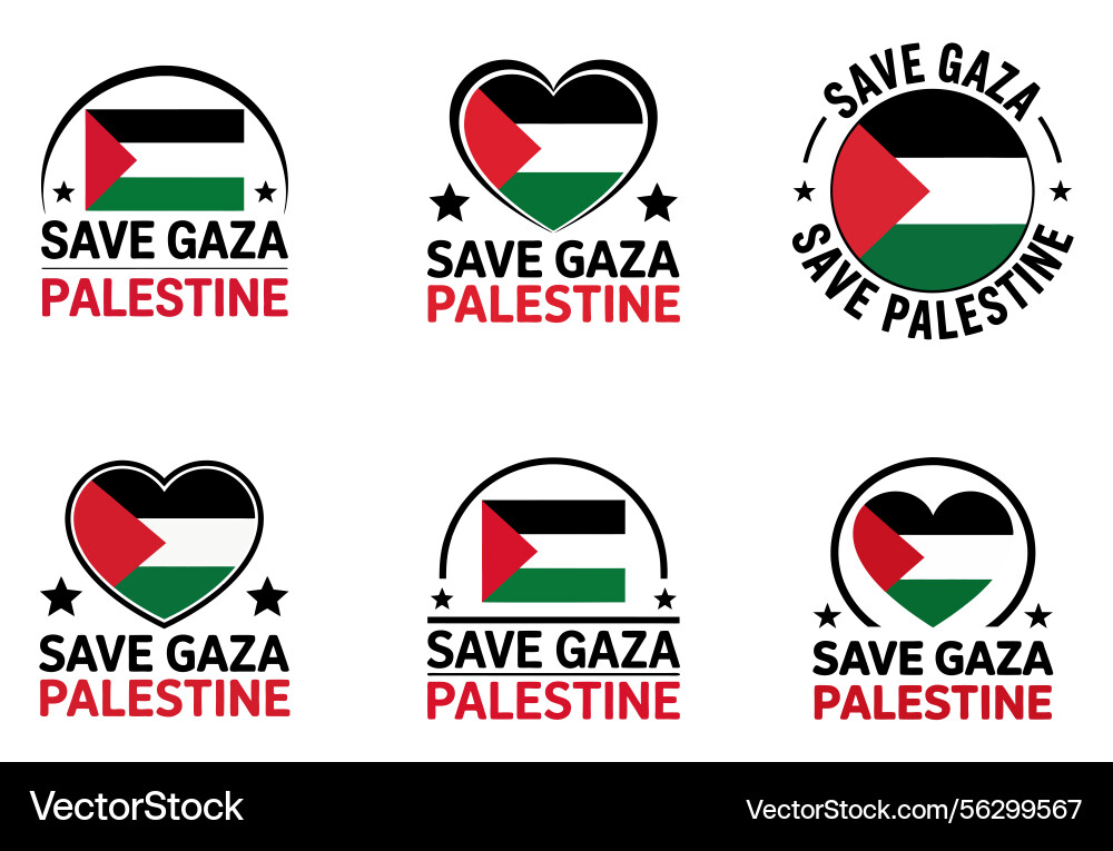 Save gaza palestine icons set Royalty Free Vector Image