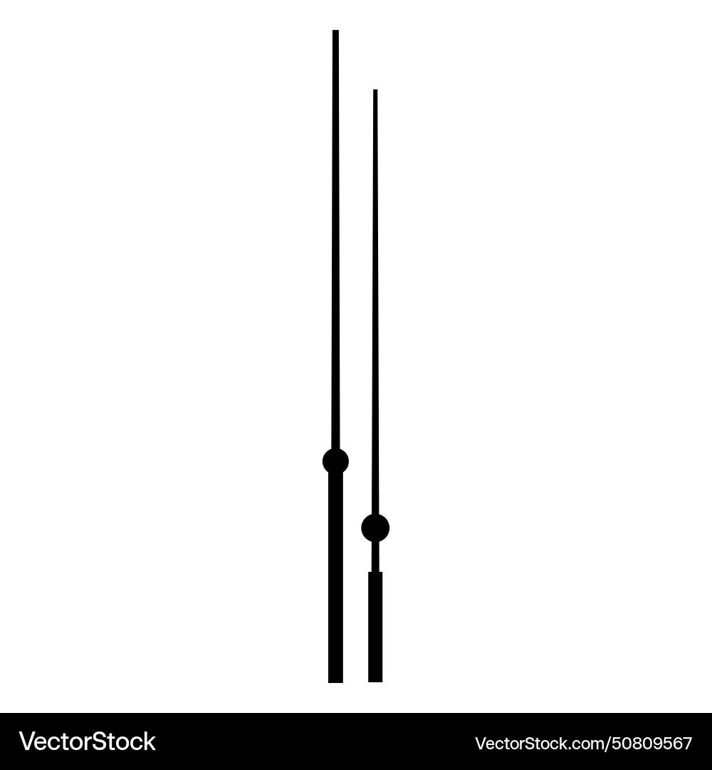Two black clock hands icons hour and minute Vector Image