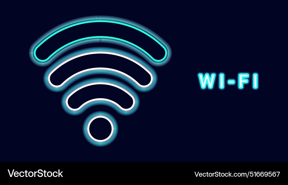 Wifi symbols neon effect dark background Vector Image