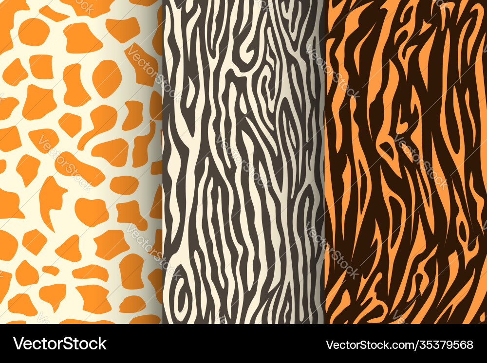 Animal skin seamless patterns in set Royalty Free Vector