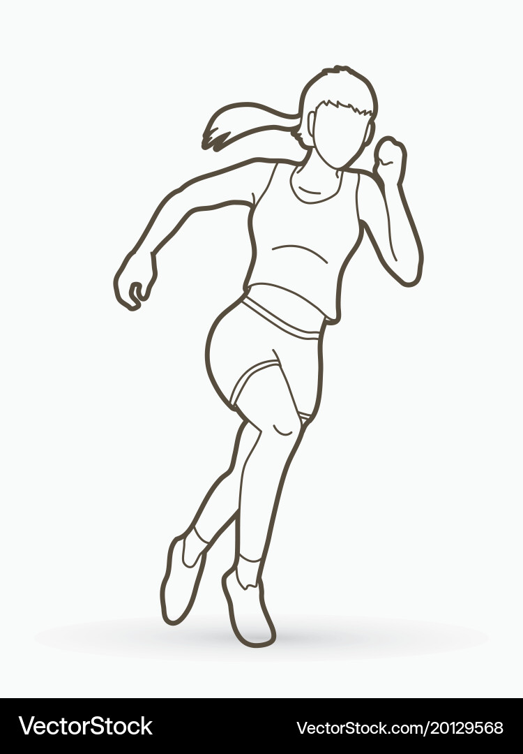 Athlete runner a woman running outline Royalty Free Vector