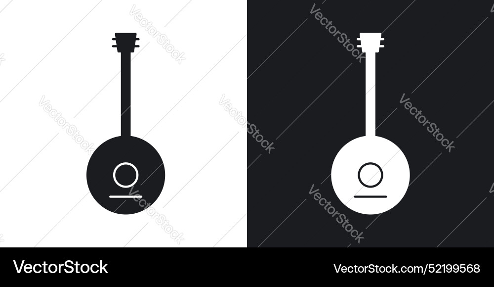 Banjo icon set in solid style Royalty Free Vector Image