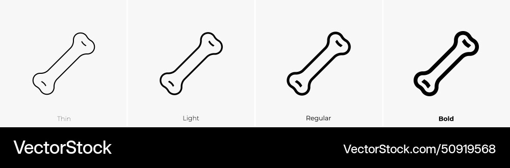 Bone icon thin light regular and bold style Vector Image