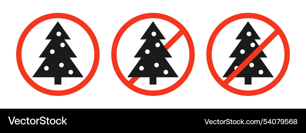 Christmas tree and prohibited circle sign Vector Image