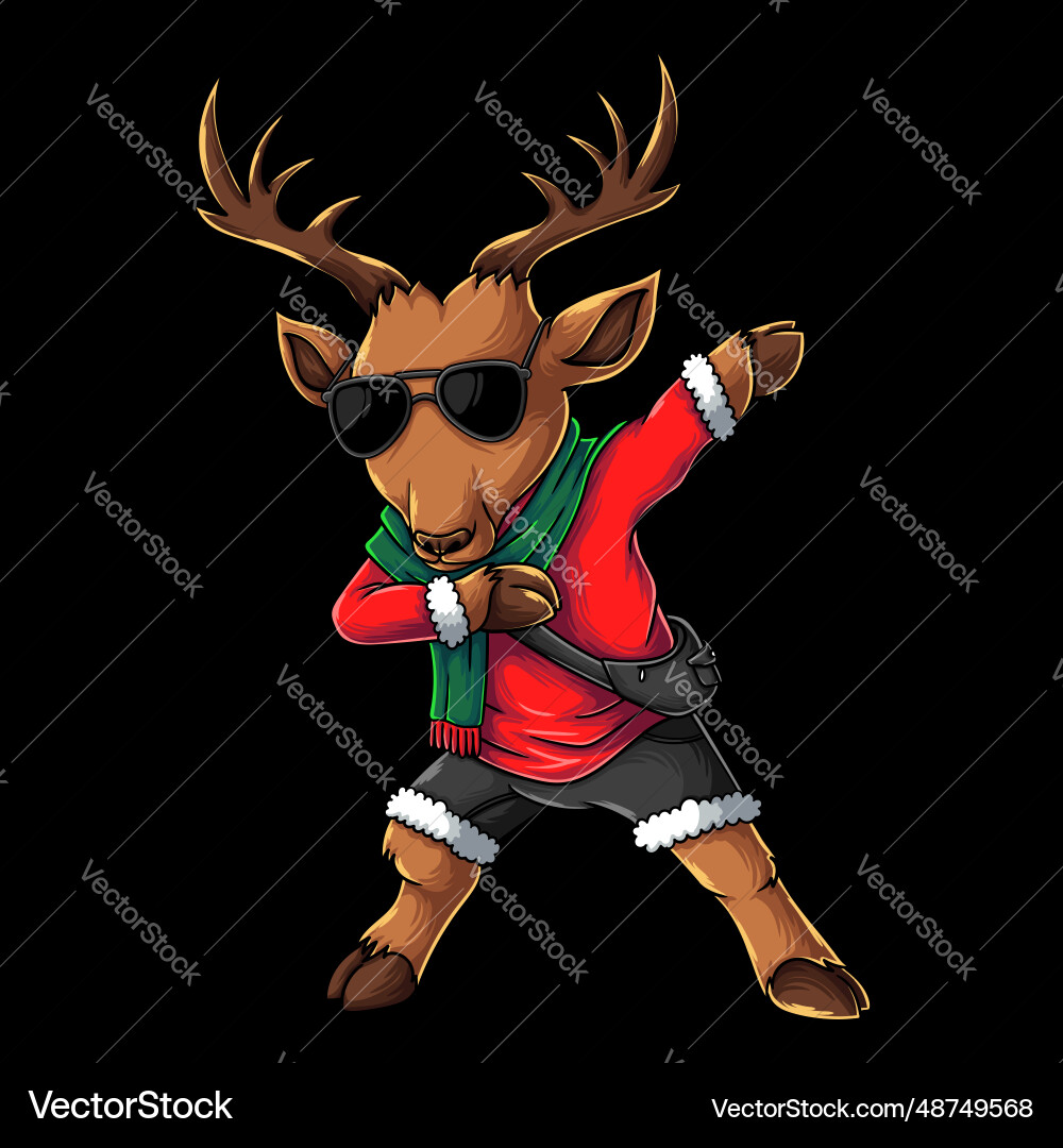 Deer character dabbing dance christmas style Vector Image