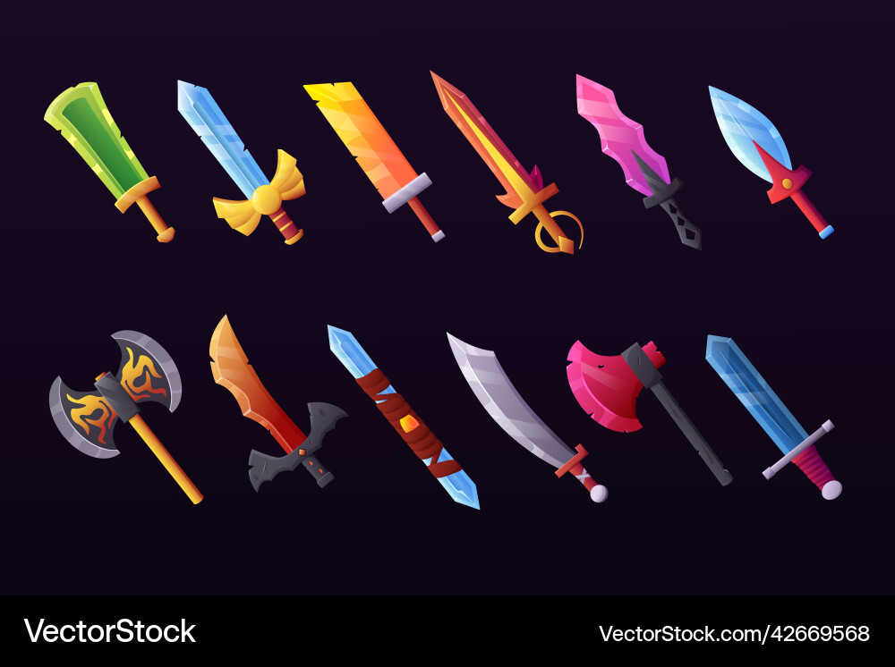 Game sword fantasy weapon rpg arms types dagger Vector Image