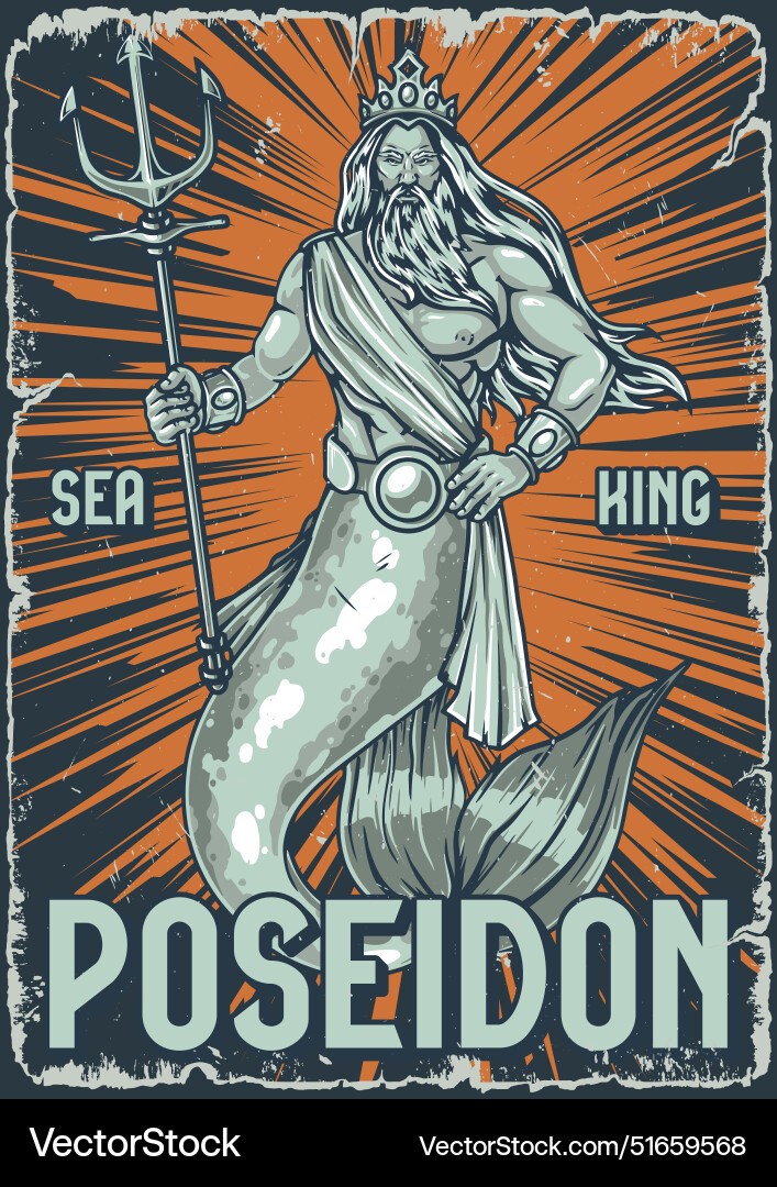 poseidon god vector