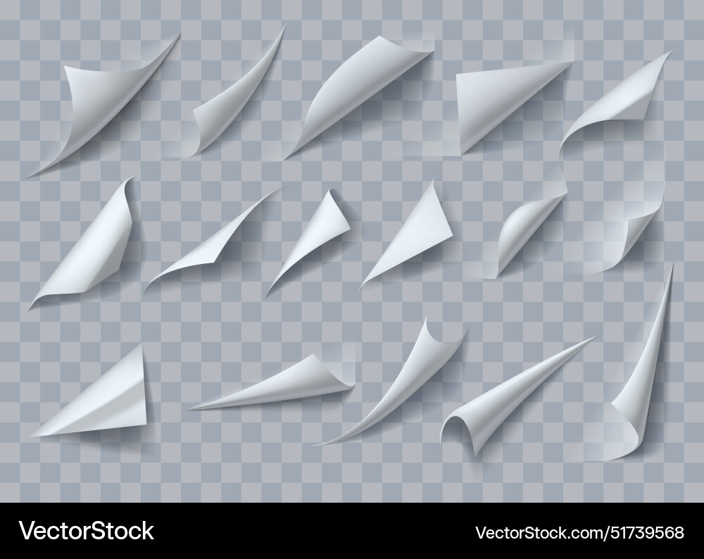Paper page fold turn and flip corners realistic Vector Image