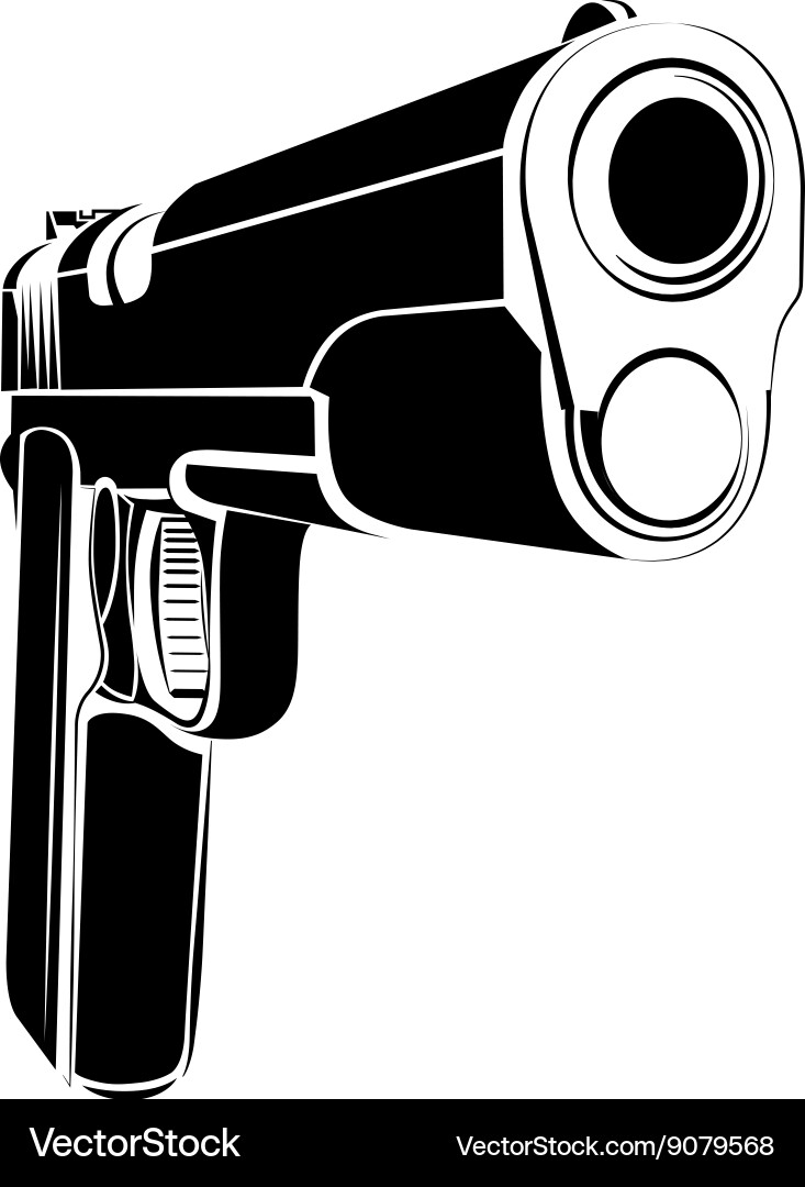Pistol 1911 gun fire 45 caliber Royalty Free Vector Image