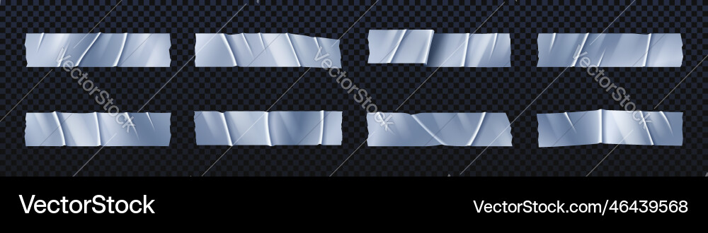Realistic silver paper duct tape strip set Vector Image