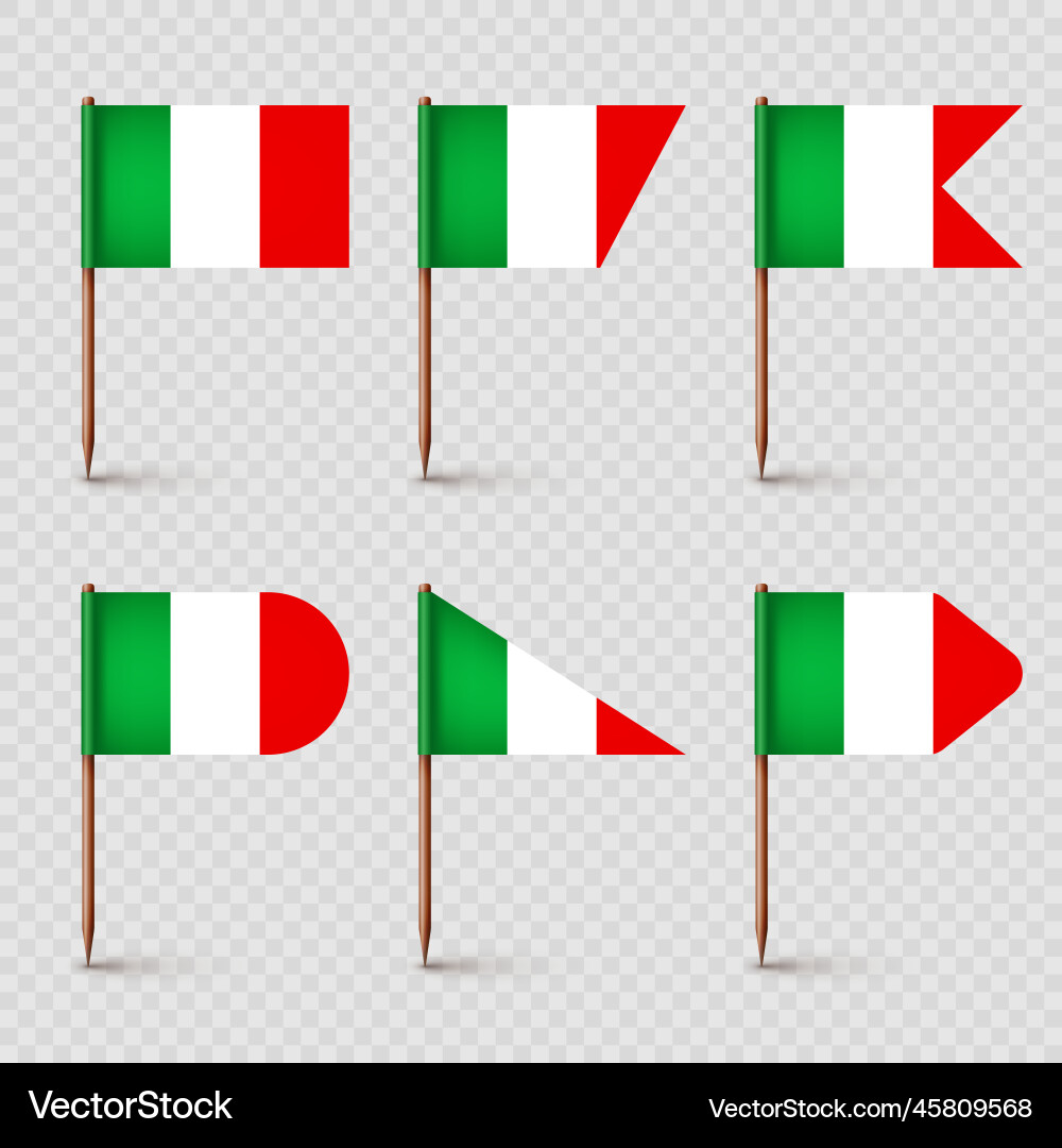 Realistic various italian toothpick flags Vector Image