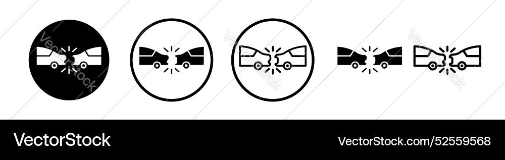 Rear end collision icon set on white background Vector Image