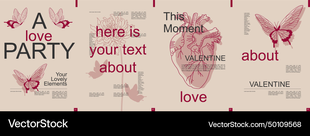 Valentine day modern banner with trendy minimalist