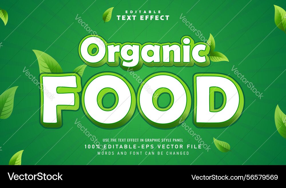 3d organic food text effect - editable Royalty Free Vector