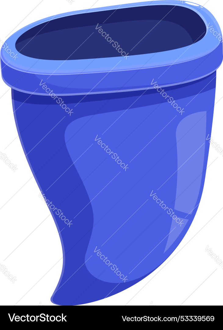 Blue trash can standing open with oval top Vector Image