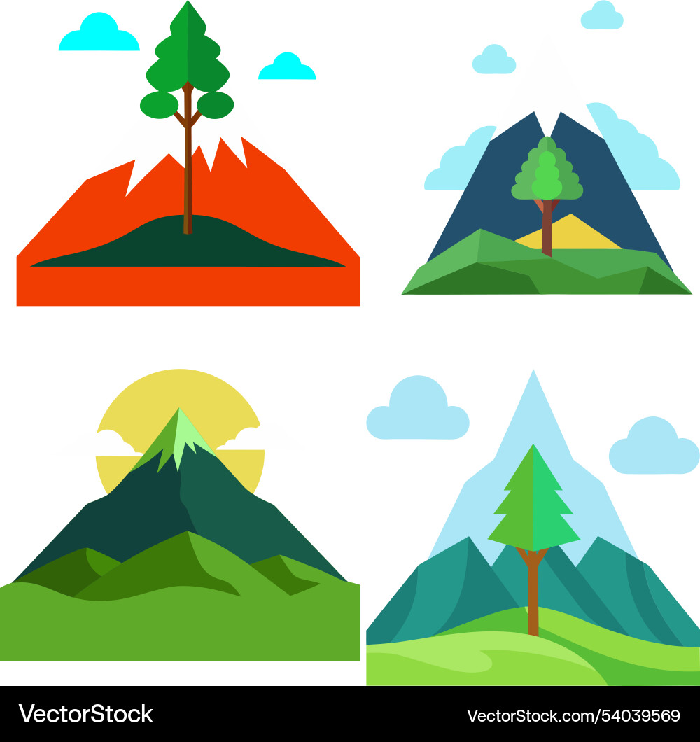 Bundle mountain art Royalty Free Vector Image - VectorStock