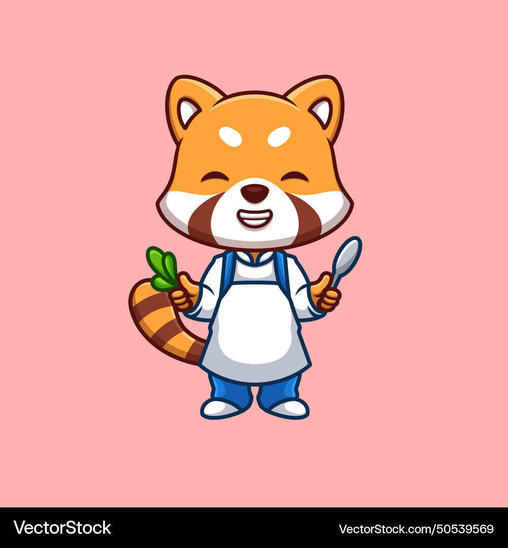 Chef red panda cute cartoon Royalty Free Vector Image