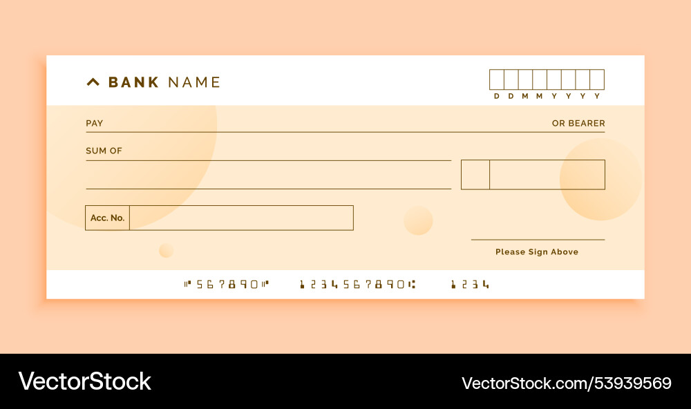 Classic blank bank cheque check voucher template Vector Image