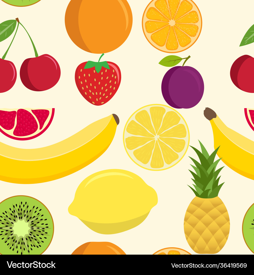 Cute fruit mix seamless pattern Royalty Free Vector Image