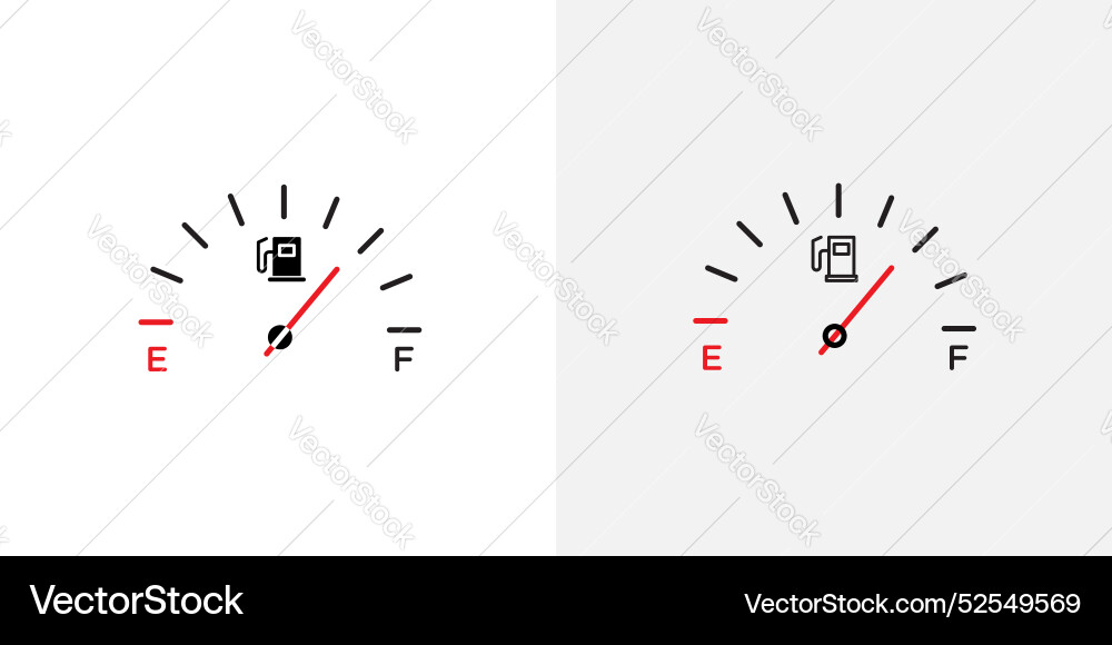 Fuel indicators thin line icon set Royalty Free Vector Image