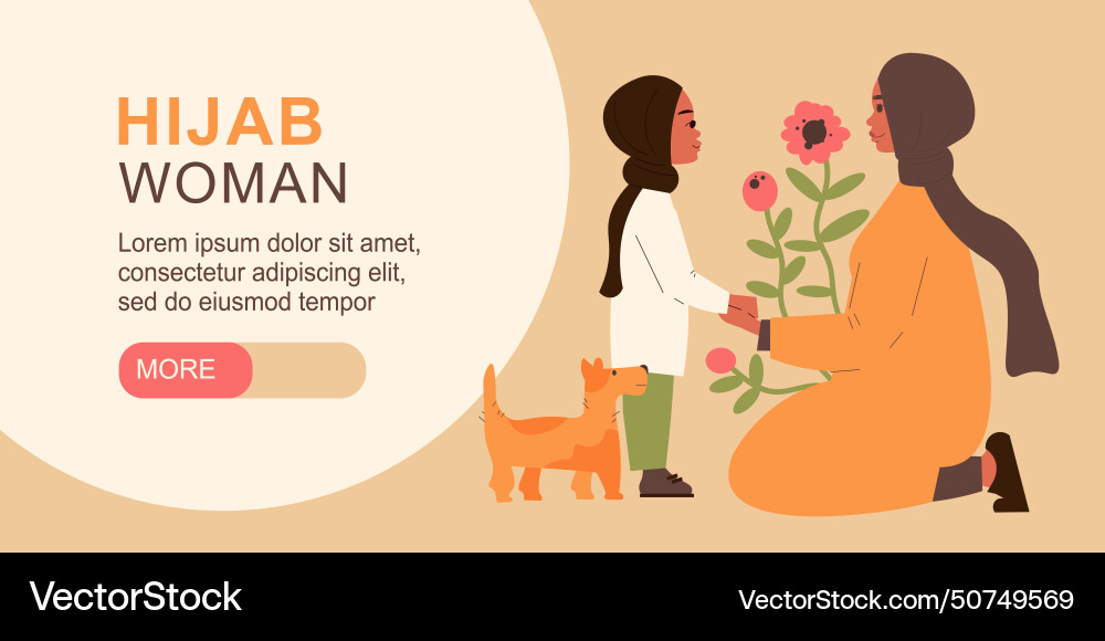 Hijab woman horizontal banner Royalty Free Vector Image