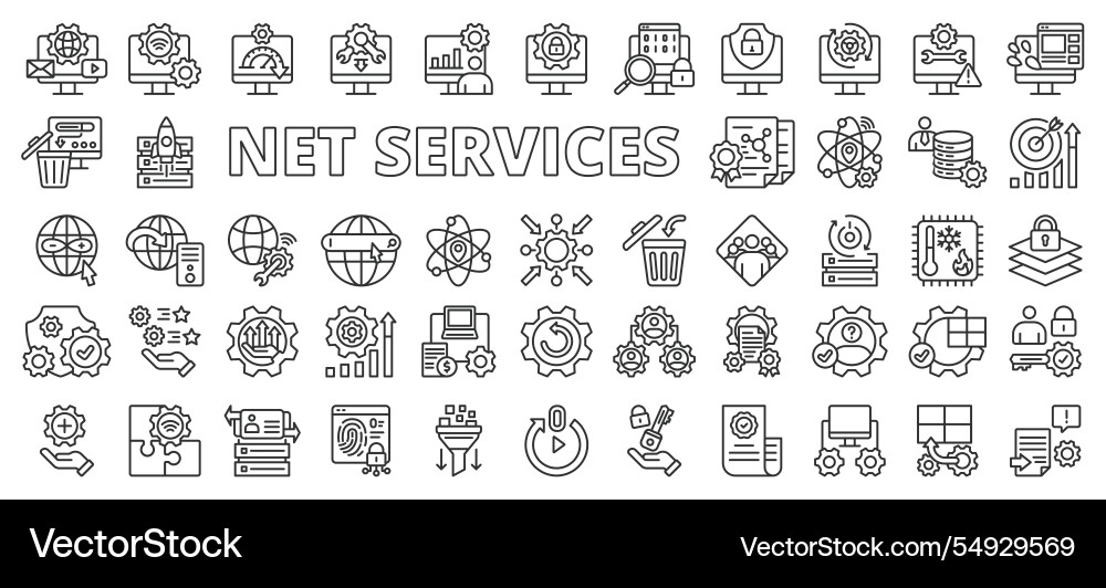 Internet services icons in line design Royalty Free Vector