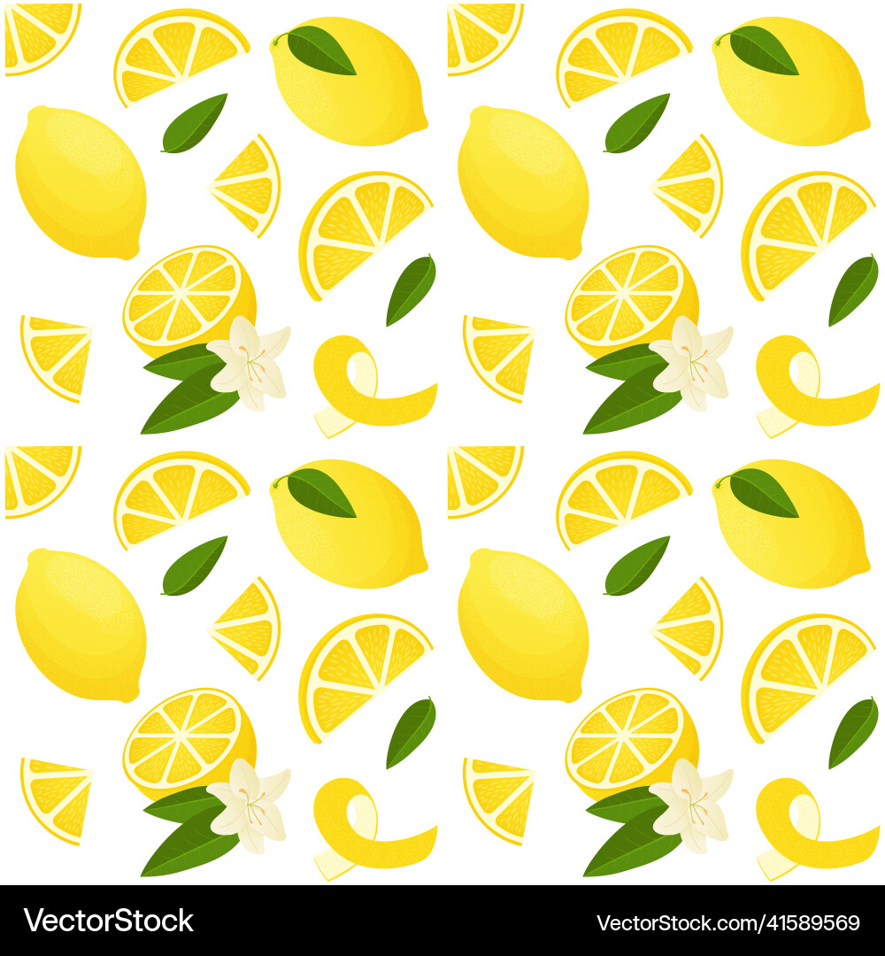 Lemon pattern seamless print of exotic tropical Vector Image