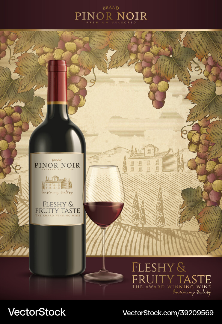 Red wine ads Royalty Free Vector Image - VectorStock