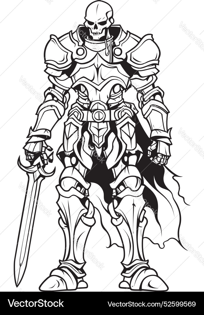 Spectral guardian skeleton knight logo design Vector Image