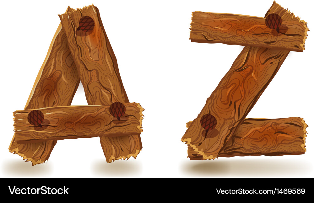 Wooden a and z Royalty Free Vector Image - VectorStock