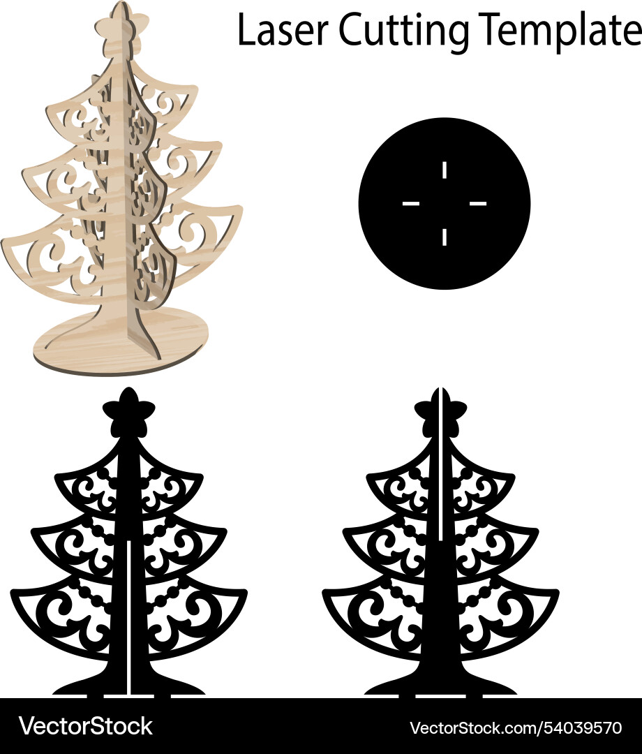 3d christmas tree laser cut file template Vector Image