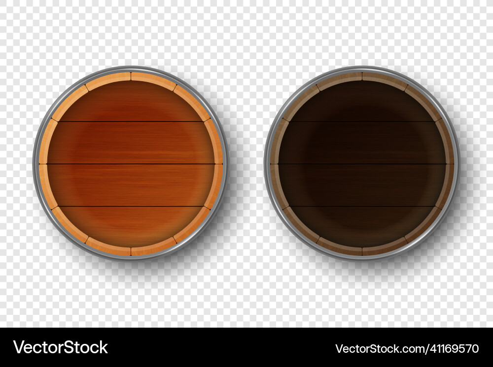 3d realistic wooden barrel lid for storing Vector Image