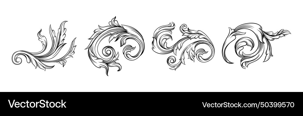 Baroque scroll as element of ornament and graphic Vector Image