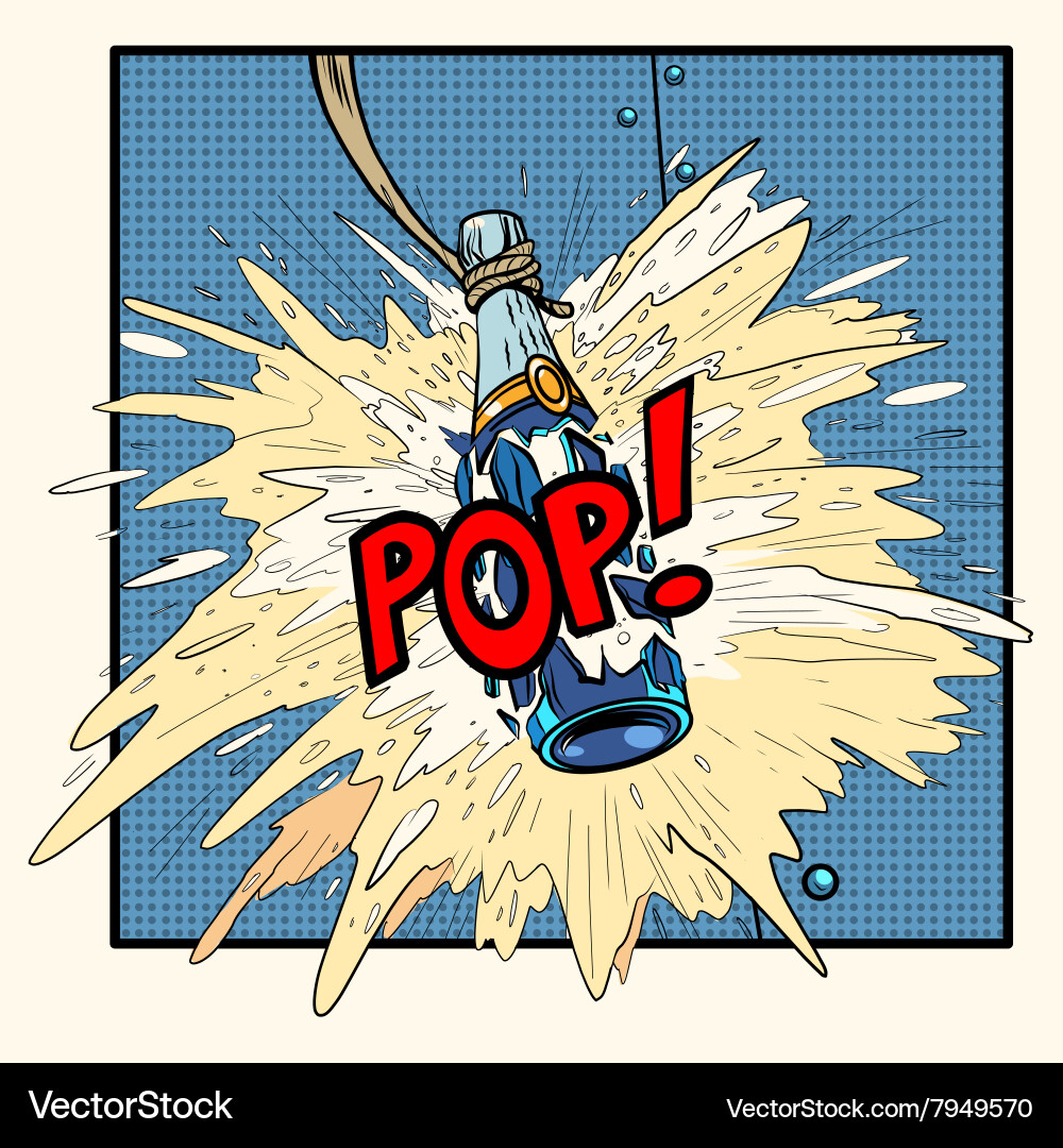 Champagne Bottle Pop Royalty Free Vector Image