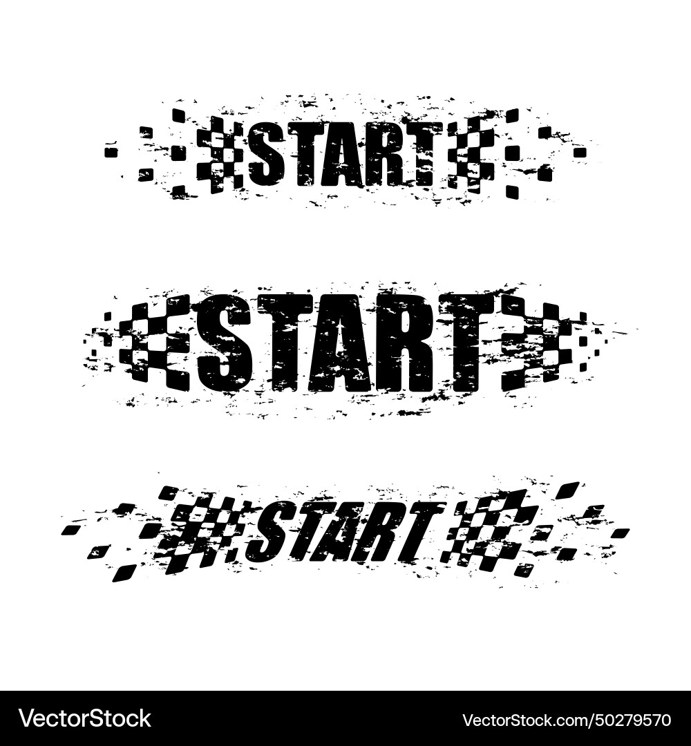 Checkered grunge start flags set Royalty Free Vector Image