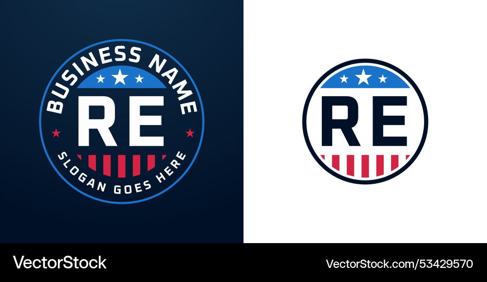 Patriotic re logo design letter Royalty Free Vector Image
