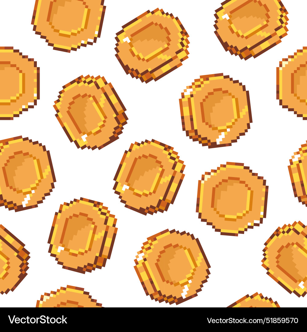 Pixel Münze nahtloses Muster retro 8 bit gold Vektorbild